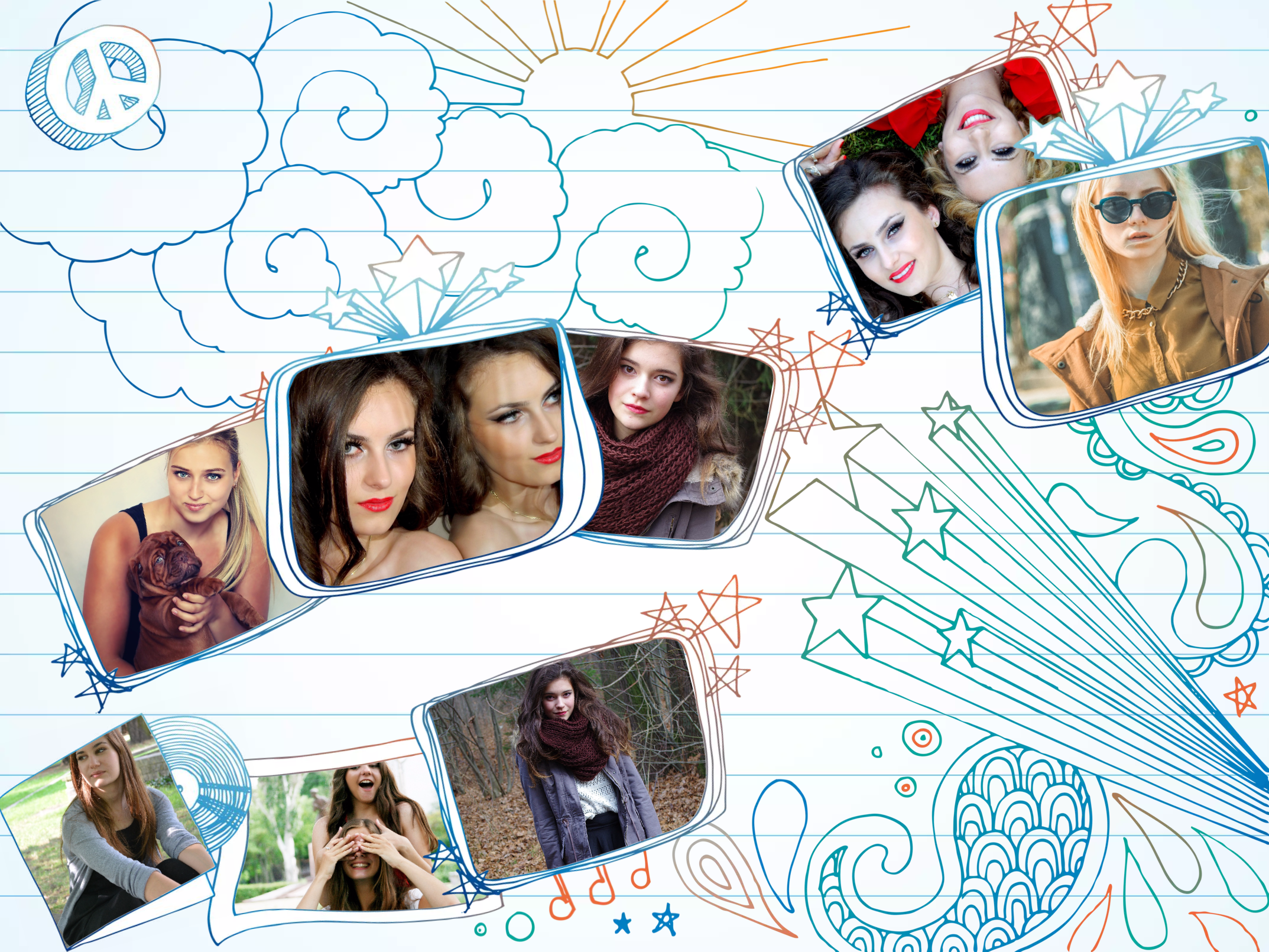 Peace and Star Power Collage - Hand Drawn | Photovisi