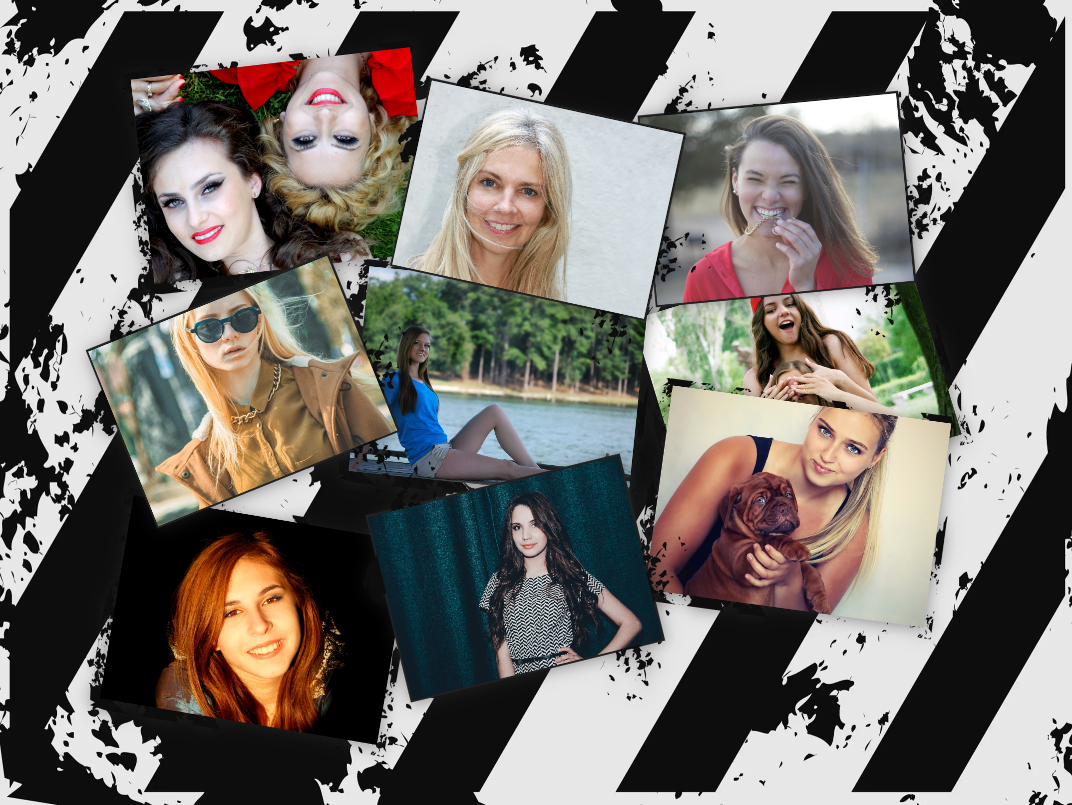 Painted Stripes Collage - Black & White | Photovisi