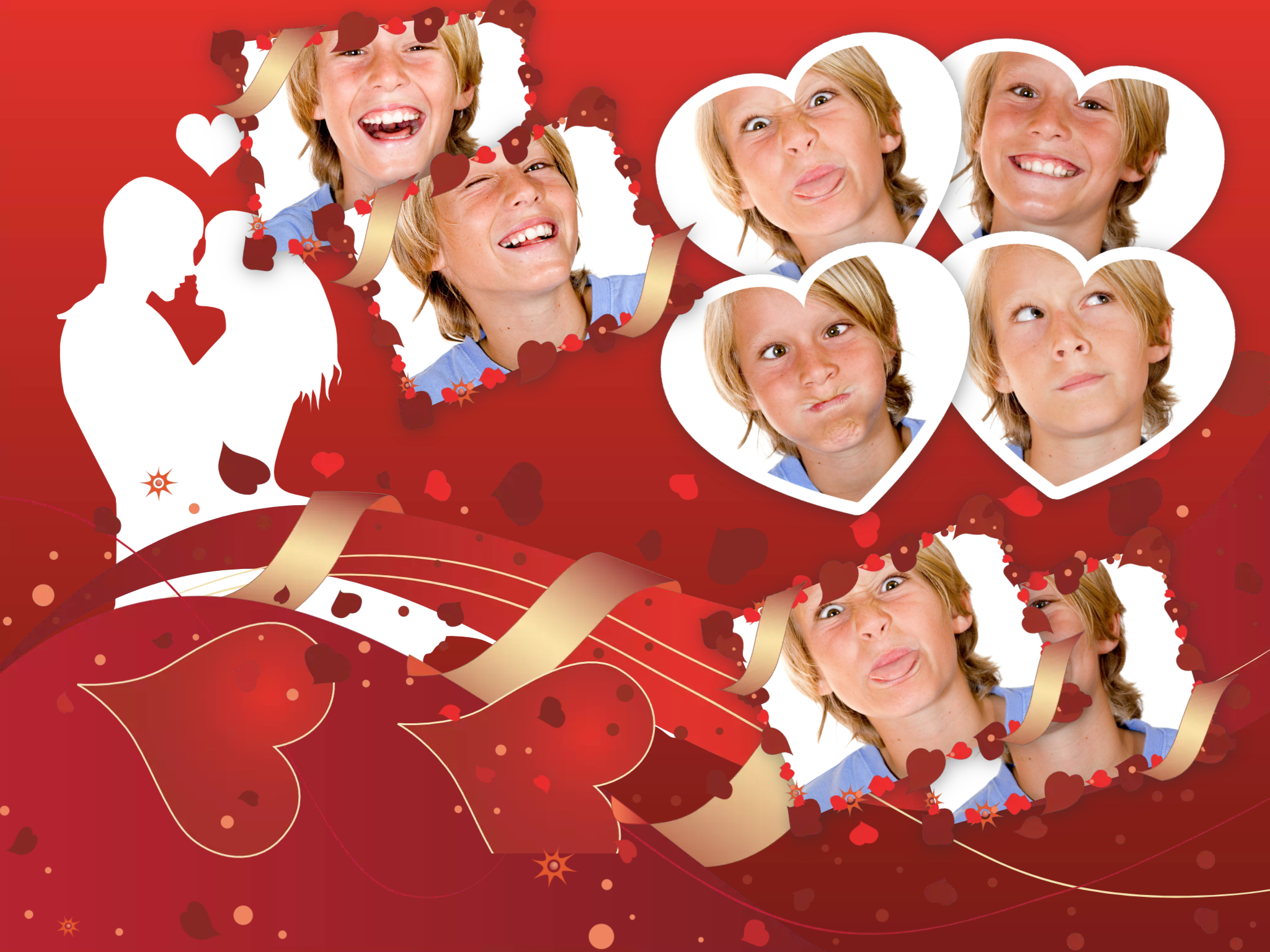 Hearts on Red Patterns Collage - Love | Photovisi