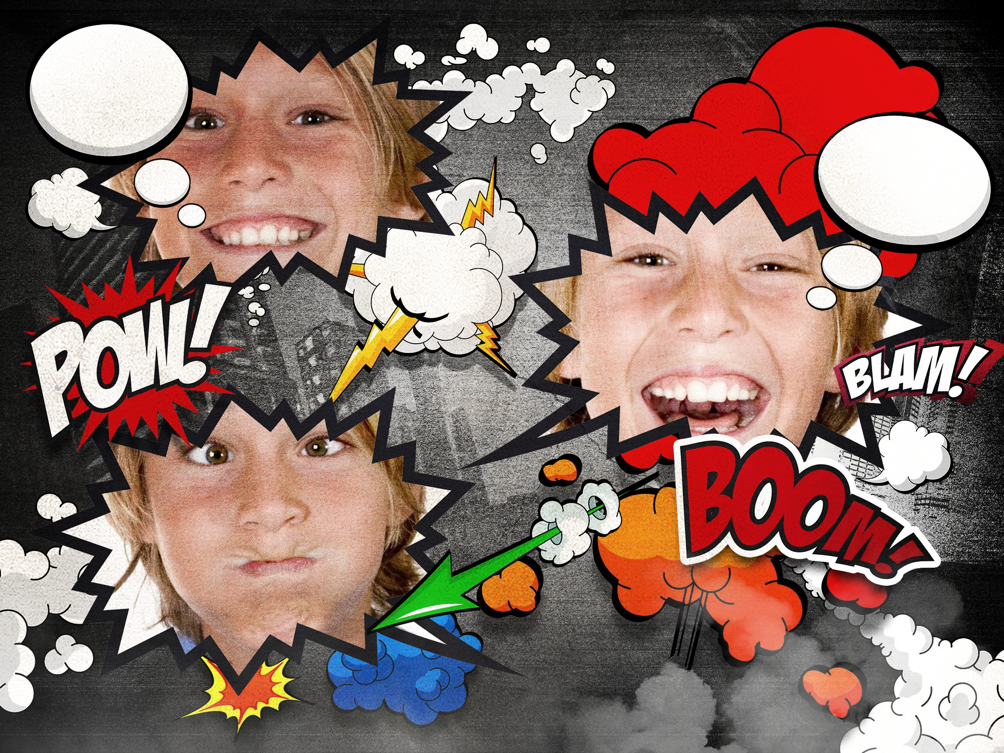 Comic Expression Collage - Fun | Photovisi