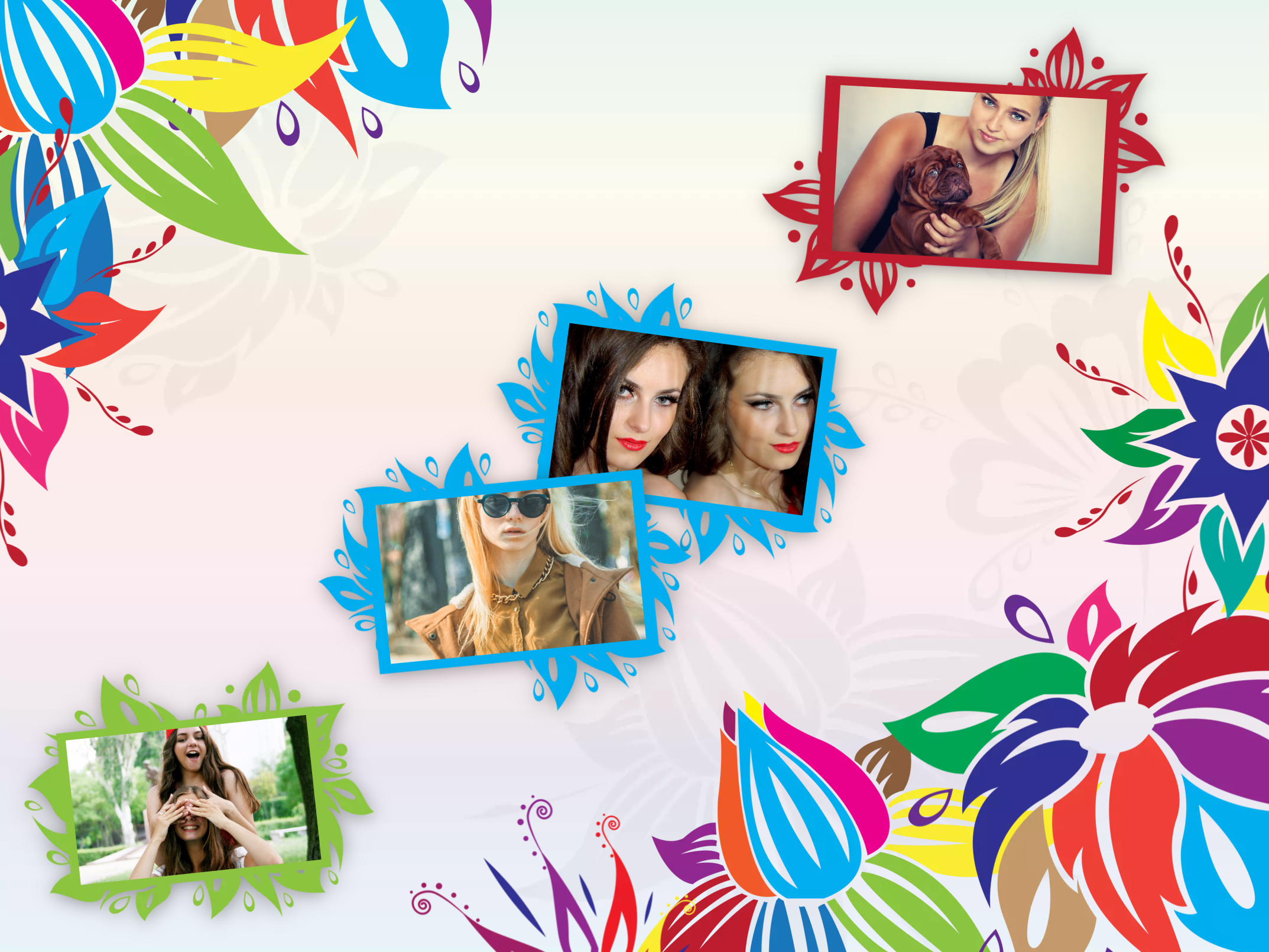 Vibrant Flower Frames Collage - Organic | Photovisi